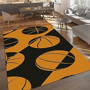 Amazon.com: Orange Black Minimalist Basketball Area Rugs, Creative ...