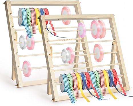 Amazon.com: lukar Ribbon Holder Organizer Rack,2 Pack Wooden Ribbon ...