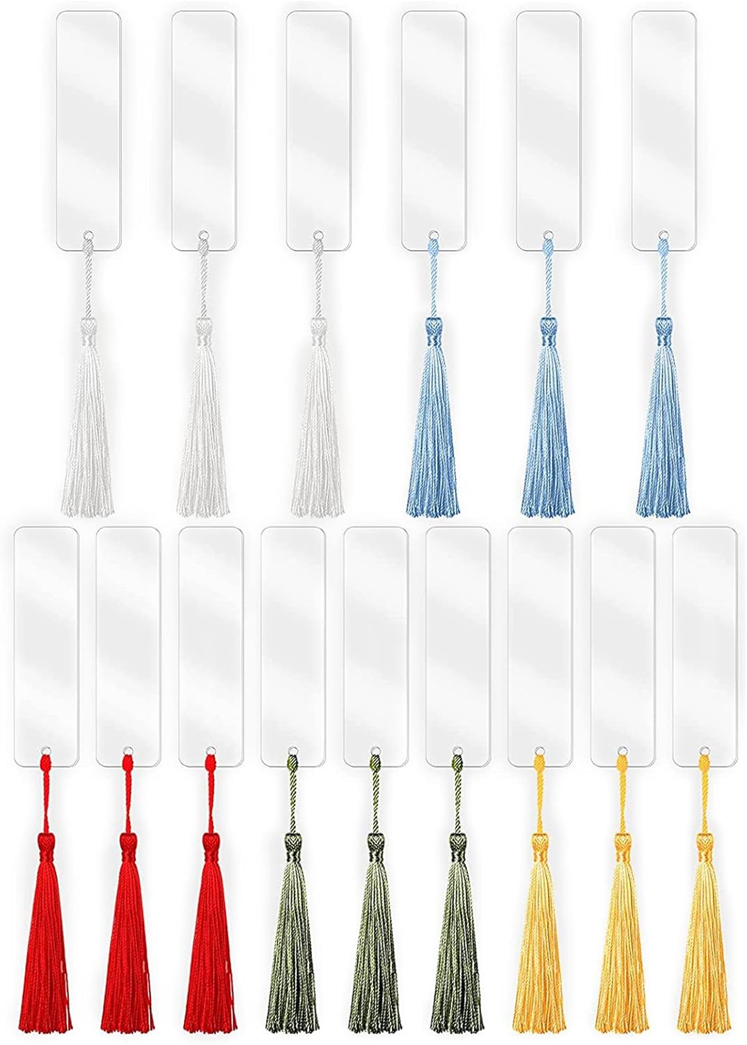 15 Pieces Blank Bookmarks Kit Clear Acrylic Book Markers with Chinese ...