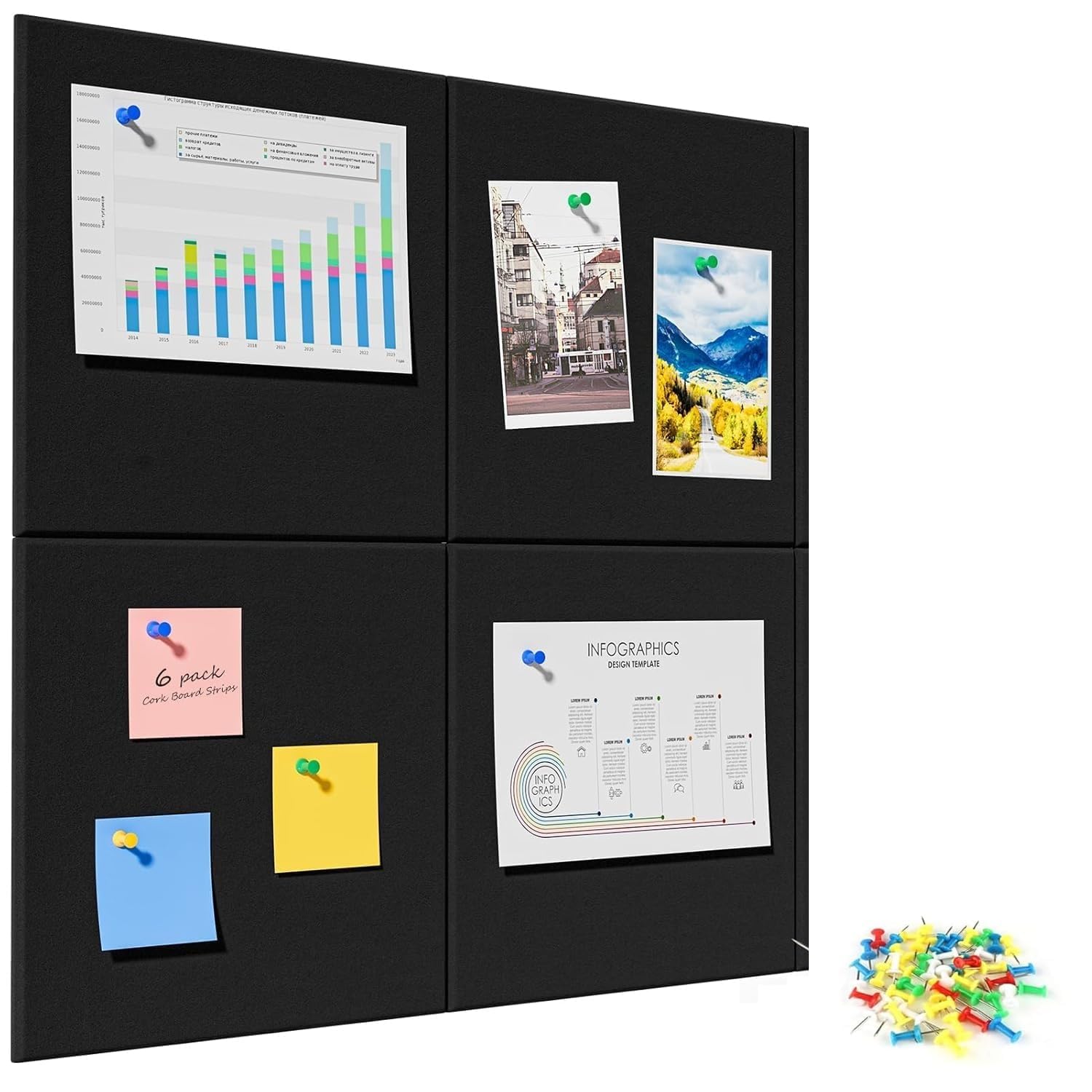 Display Board Bulletin Notice Board, Reminder Board with 35pcs Drawing ...