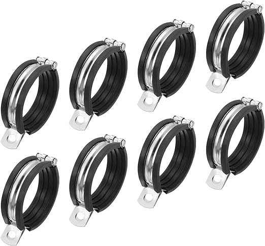 uxcell 8Pcs Split Ring Hanger Pipe Strap Fit for 3"(75mm) Pipe Rubber ...