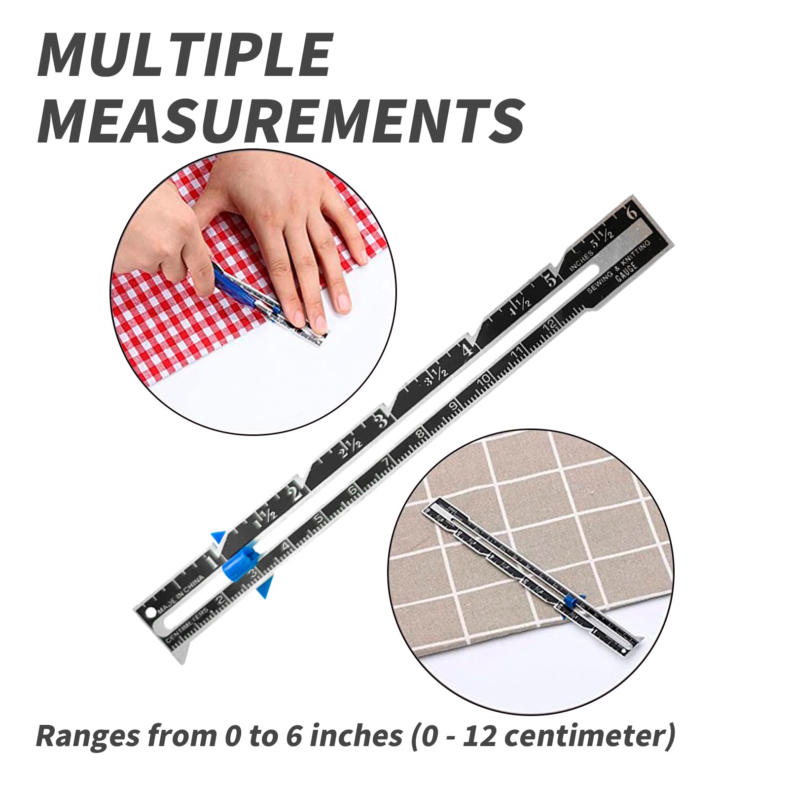 Snapklik.com : 3 Pack Stainless Steel Sliding Gauge Sewing Ruler Ideal ...