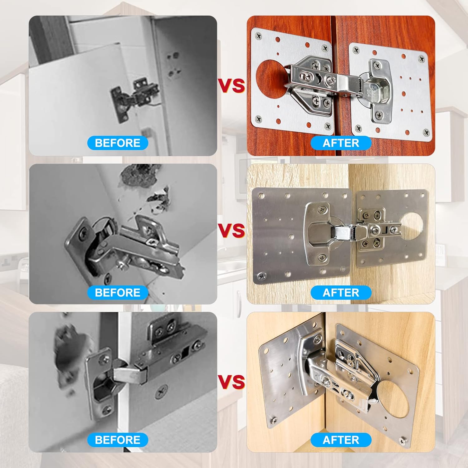 ‎Elezenioc Cabinet Hinge Repair kit, Kitchen Cupboard Door Flat ...