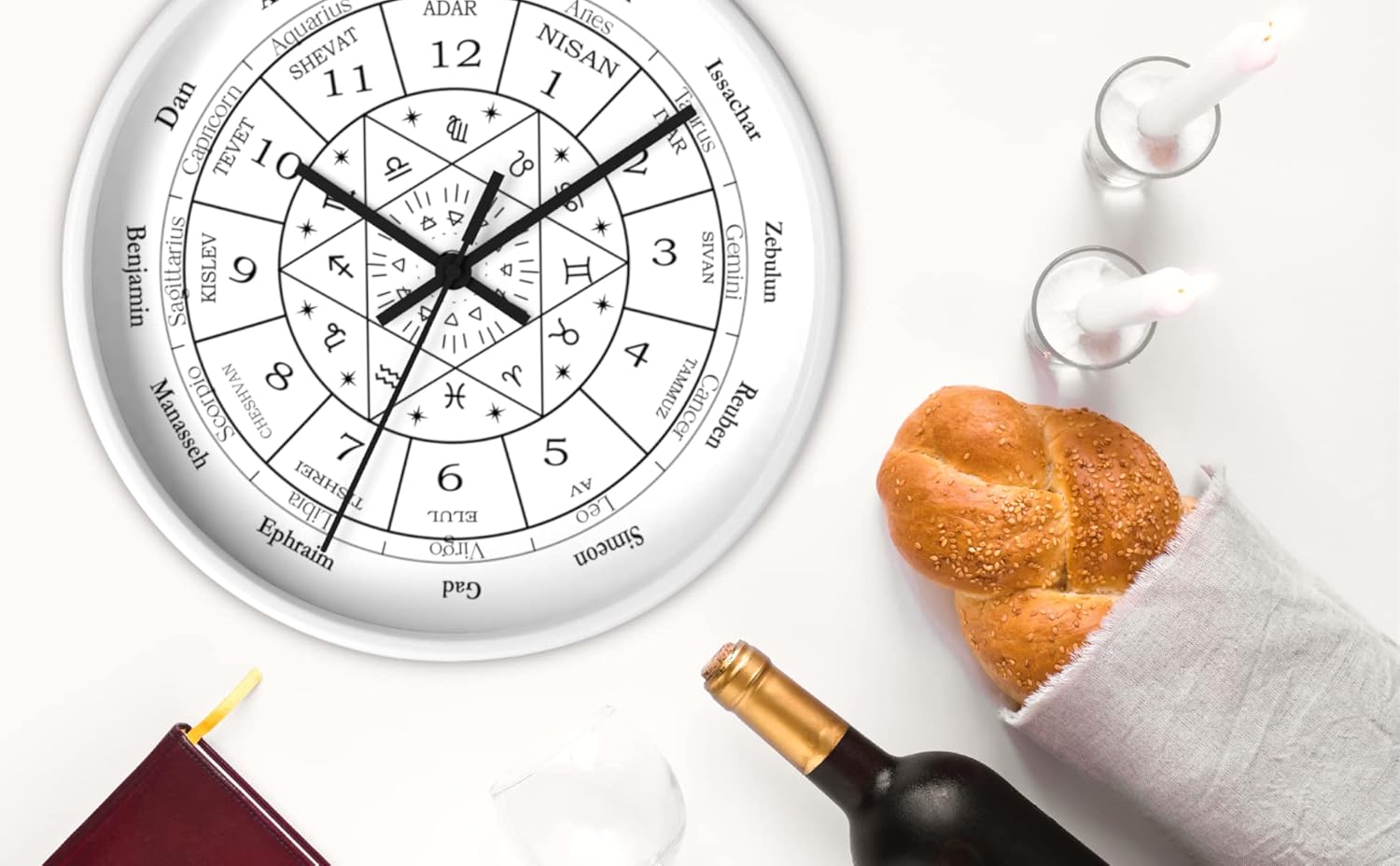 Amazon.com: Jewish Calendar Wall Clock 12 Tribes of Israel, Jewish Gift ...