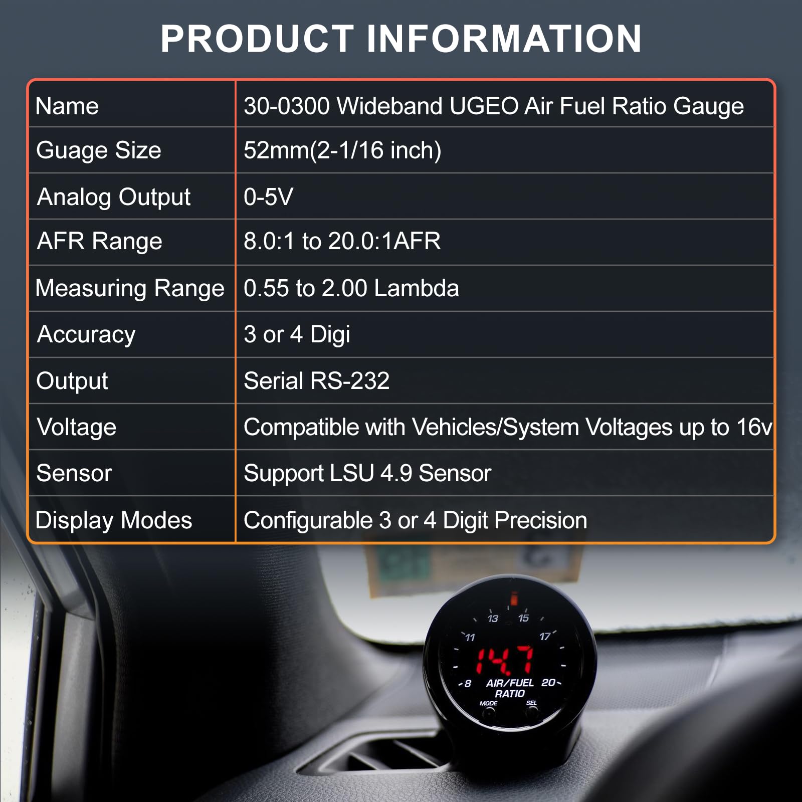 Snapklik.com : 30-0300 X-Series 52mm (2-1/16”) Wideband UEGO Air/Fuel ...