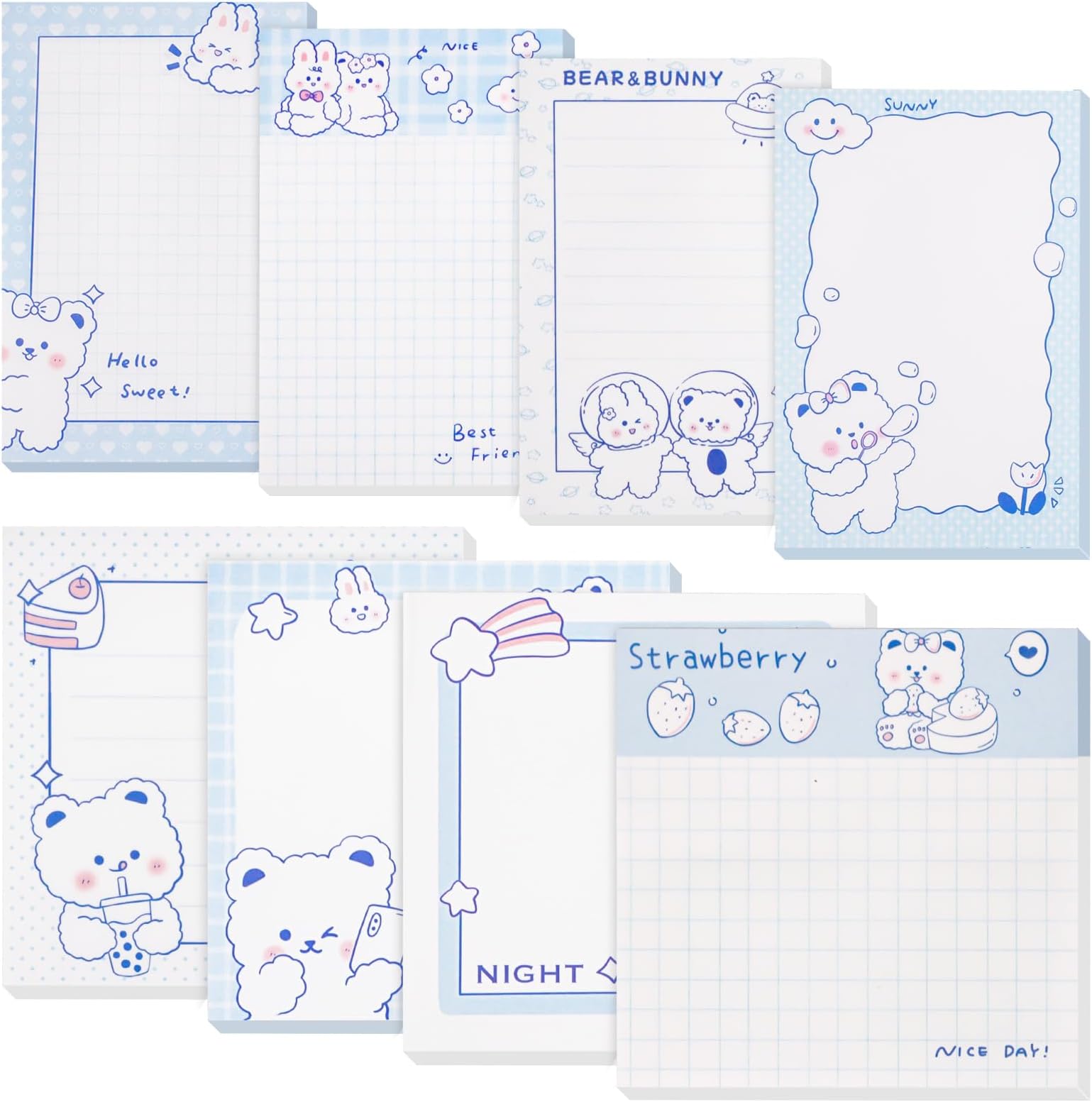 Amazon.com : 4 Pack Sticky Notes Cute Sticky Memo Pads 3x3inch Kawaii ...