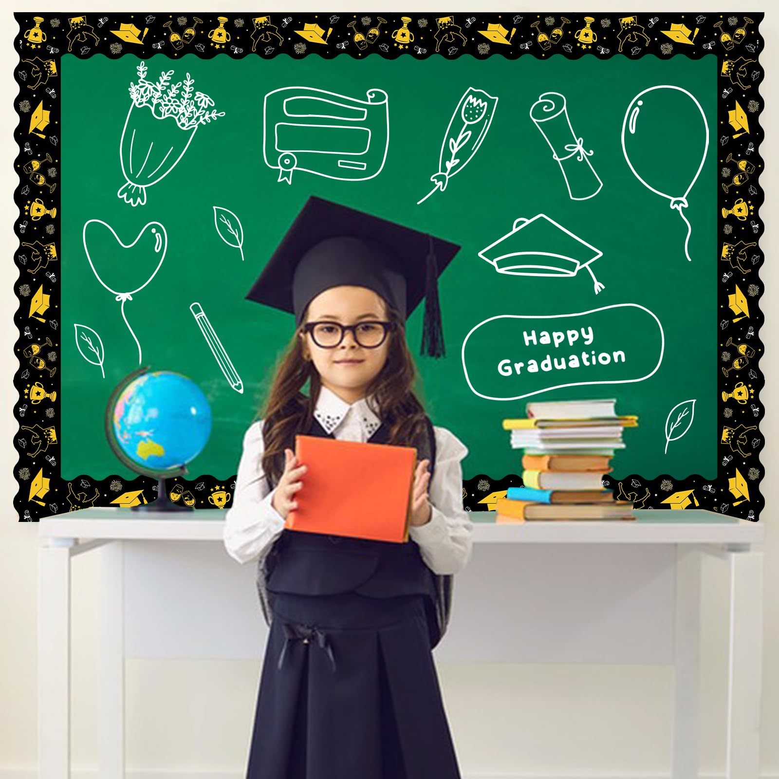 Snapklik.com : 32.8 Feet Graduation Bulletin Board Border, Black Gold ...