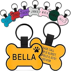 Amazon.com: Personalized Silent Silicone Dog Tags,Vipcase Engraved Pet ...