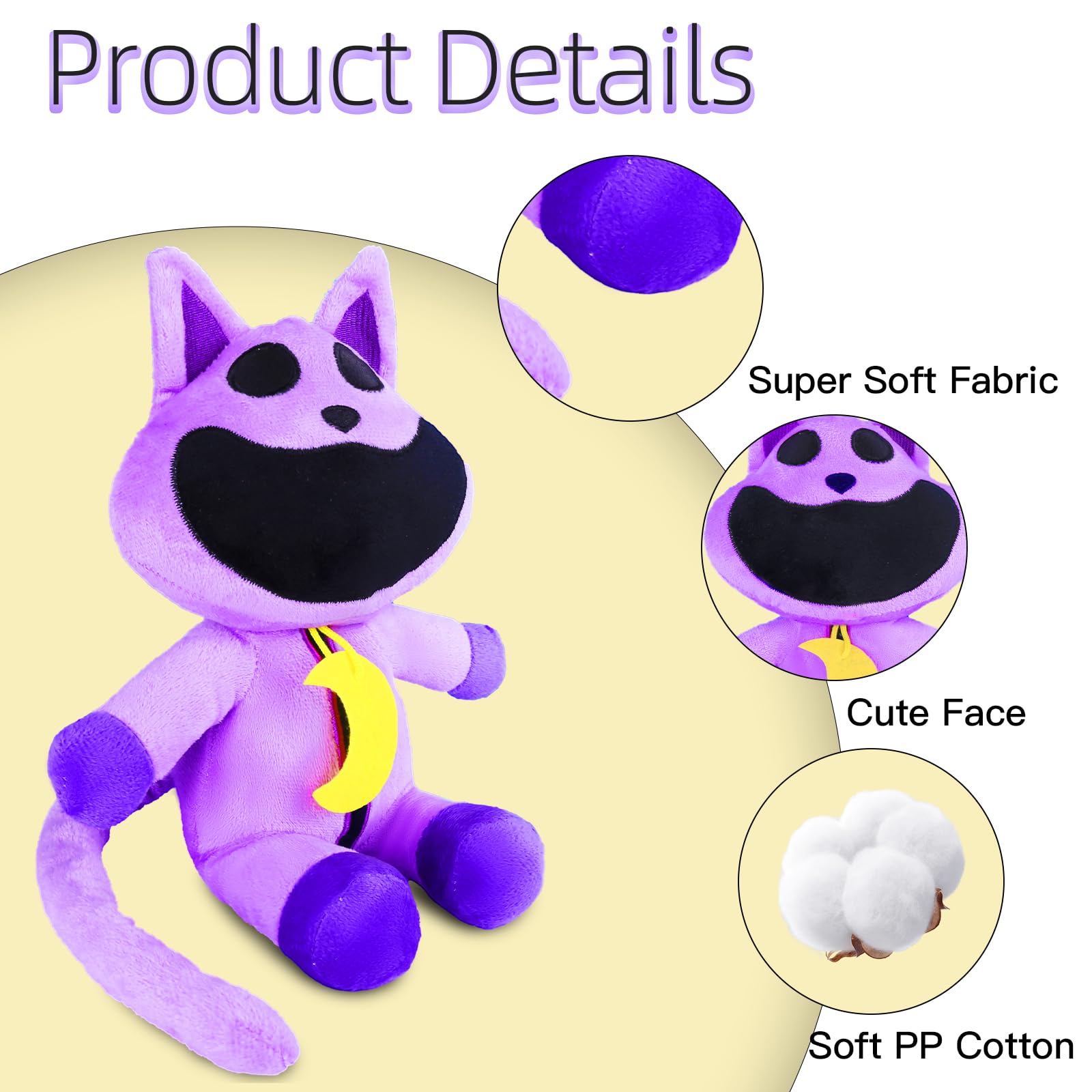 Dekewe Smiling Plush Toy, Smiley Critter Plush Doll, Cute Catnap ...