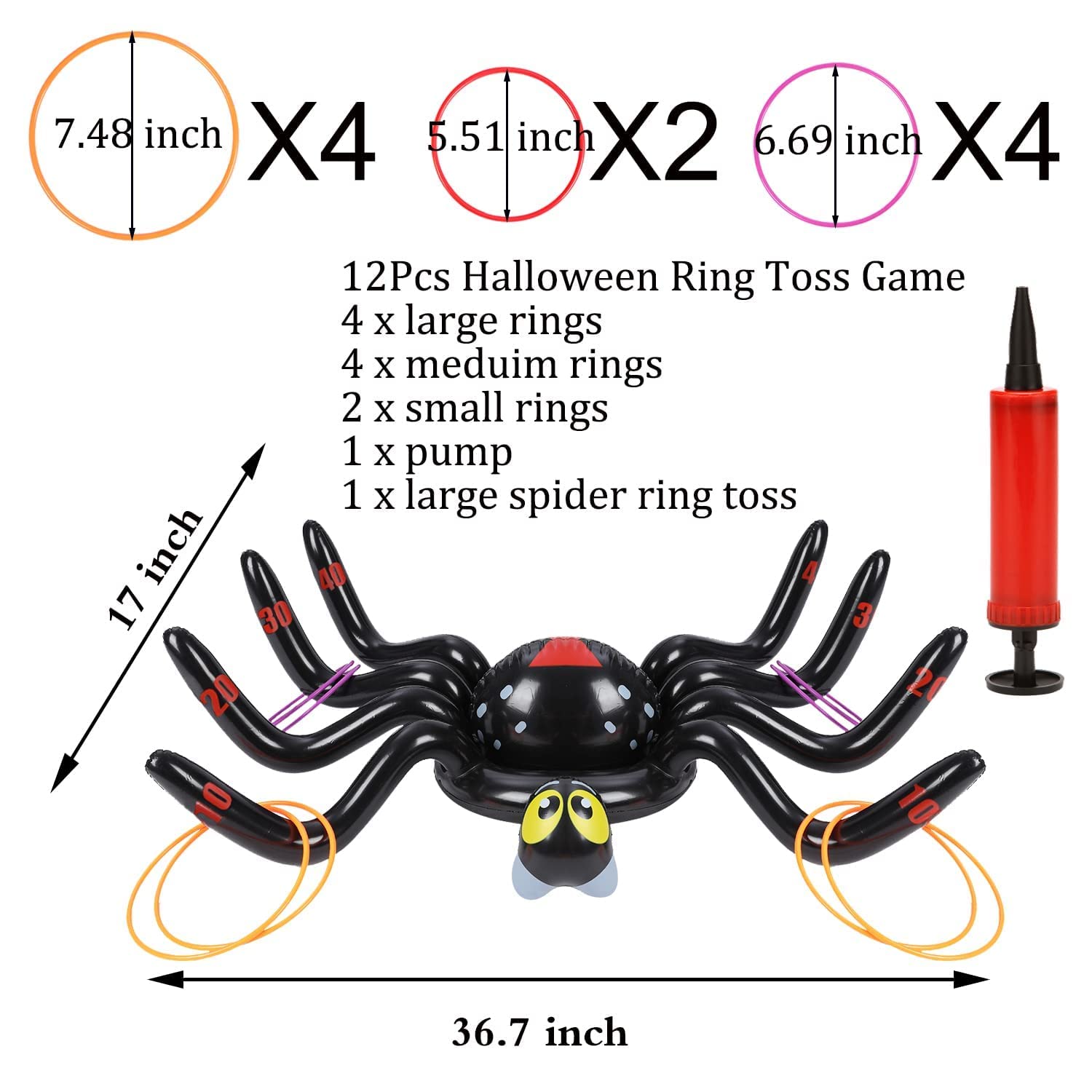 Christmas Party Decorations Halloween Inflatable Spiders Ring Toss Game ...