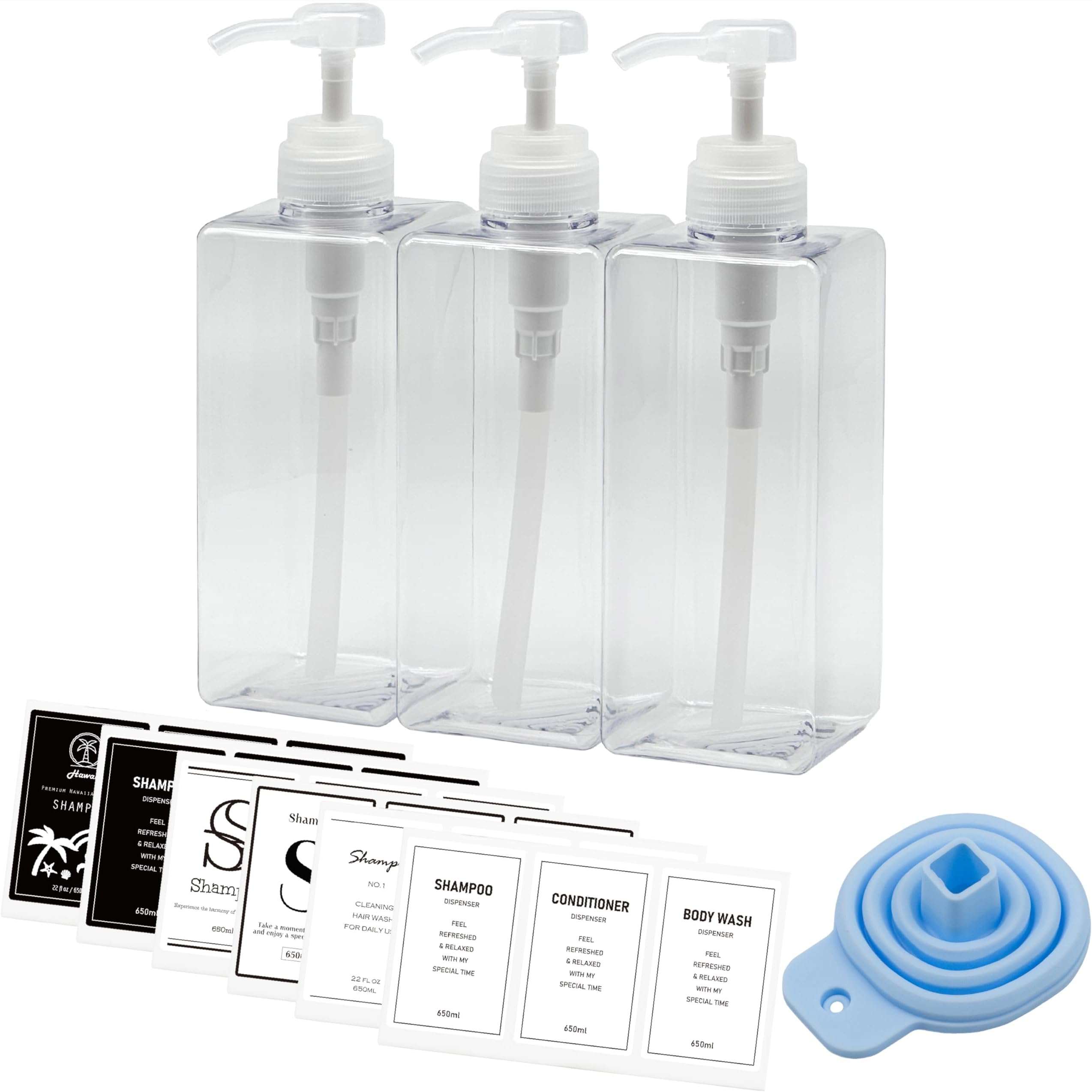 Amazon｜SATOMO シャンプーボトル ディスペンサー 1000ml 大容量 業務用 ホテル 詰め替えボトル ポンプ式 2本セット ...