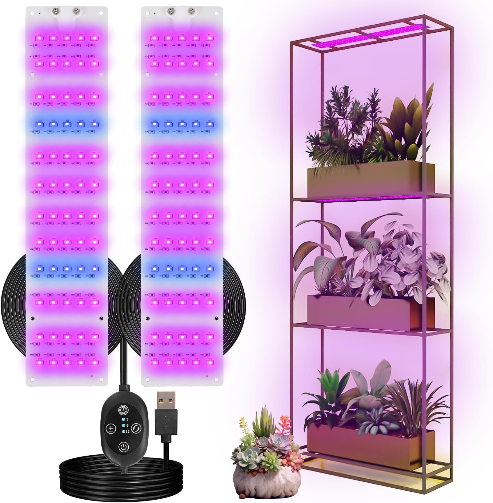 Amazon.com: Grow Light for Indoor Plants, USB LED Grow Lamp, Waterproof ...