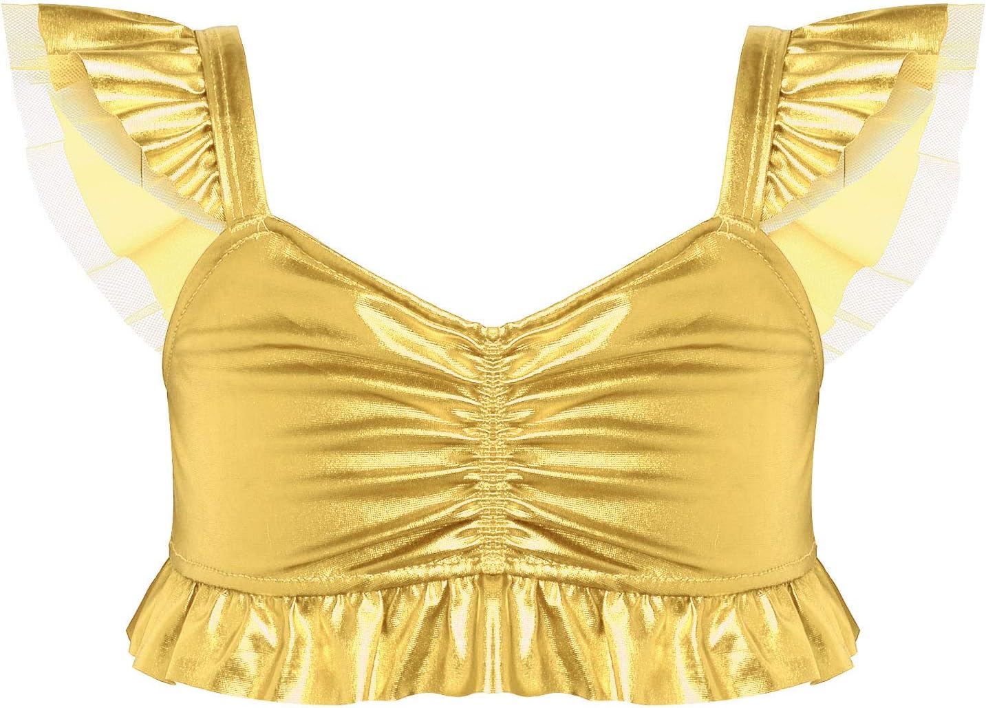 Amazon.com: YONGHS Kids Girls Shiny Metallic Crop Tank Top Cosplay ...