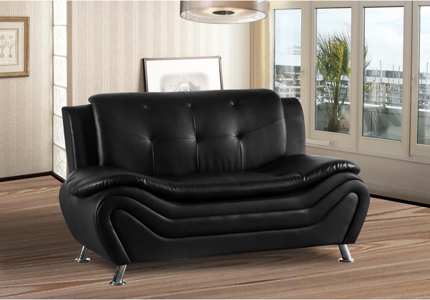 Amazon.com: Kingway Furniture Puma Faux Leather Living Room Loveseat in ...