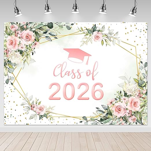 Amazon.com : Mocsicka Pink Graduation Backdrop 7x5ft - Class of 2026 ...
