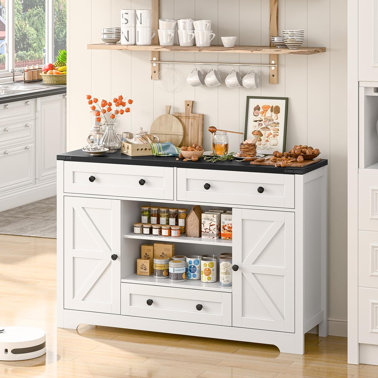 Amazon.com - Vabches Farmhouse Sideboard Buffet Cabinet, Kitchen ...
