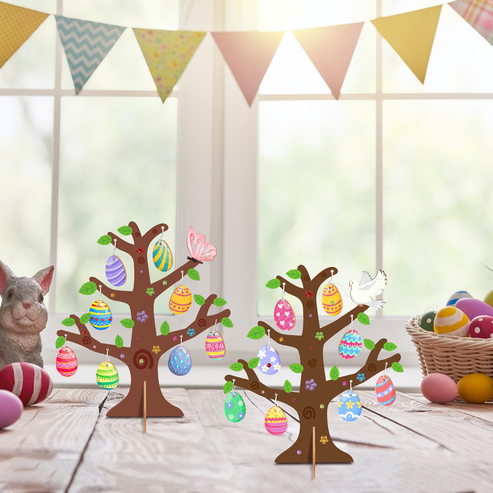 Snapklik.com : Fennoral 6 Pack 3D Wooden Easter Egg Tree Craft Kit For Kids