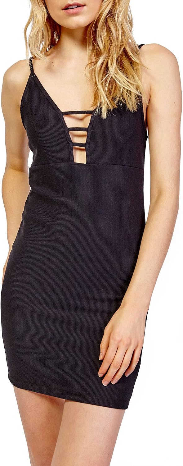 Women's Caged Bodycon Dress Medium Black at Amazon Women’s Clothing store