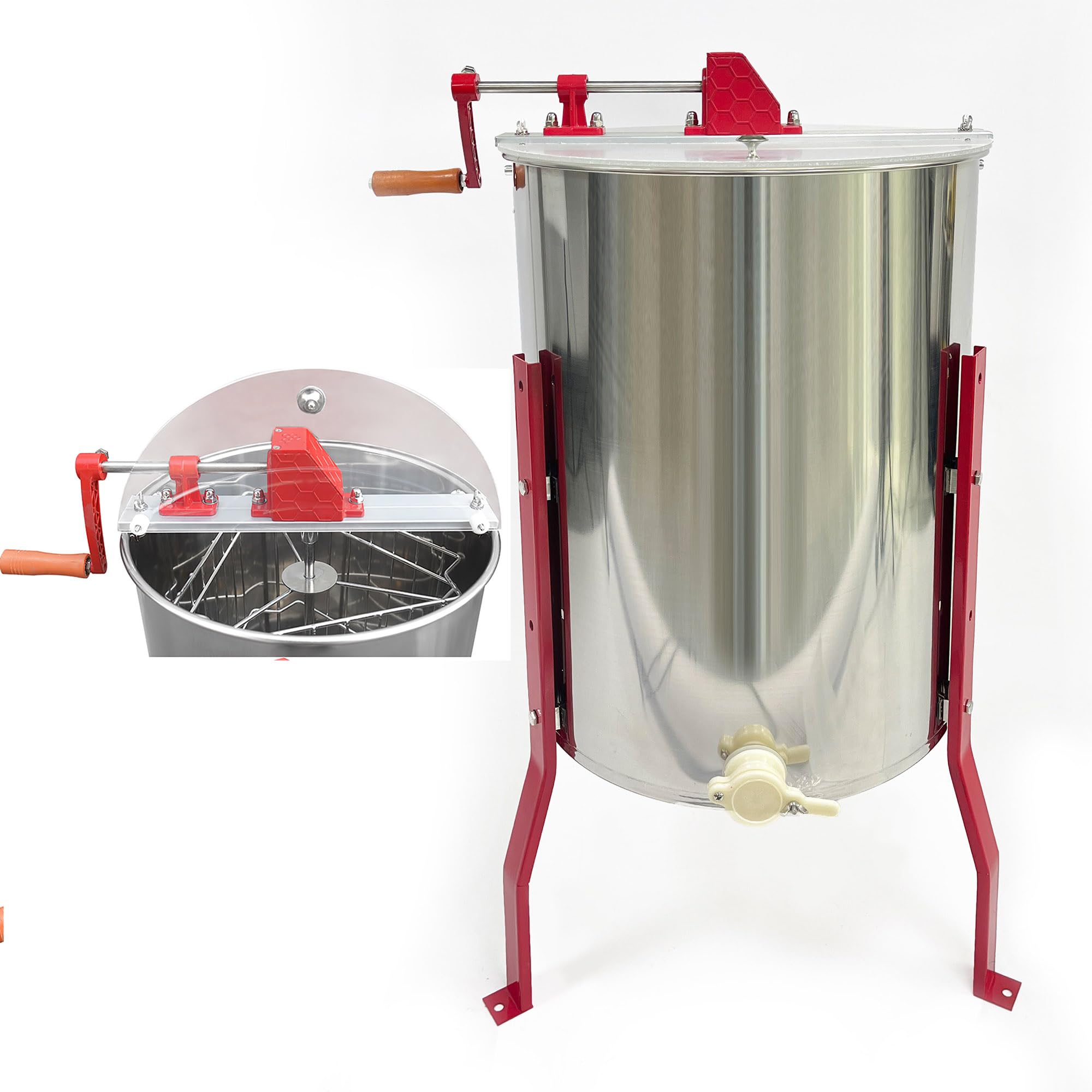 Amazon | ステンレス 採蜜機 4フレーム 手動式 蜂蜜分離器 遠心分離機