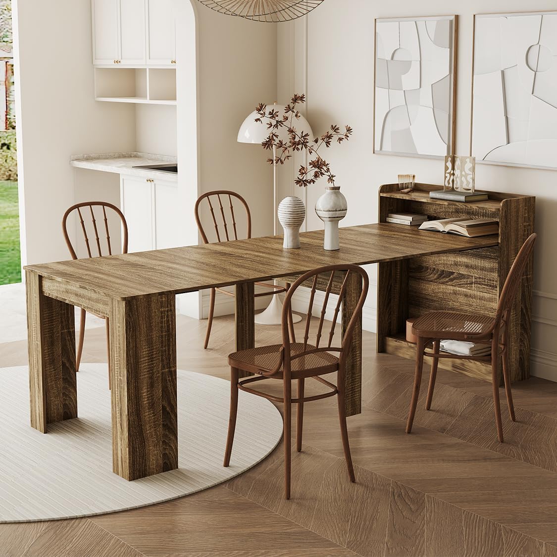 Amazon.com - Lin-Utrend Modern Extendable Dining Table with Storage ...