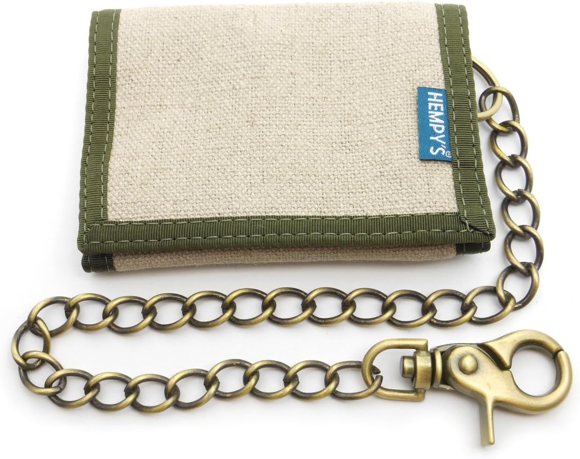 Amazon.com: Hempy's Hemp Tri-fold Wallet with Chain – Natural – One ...