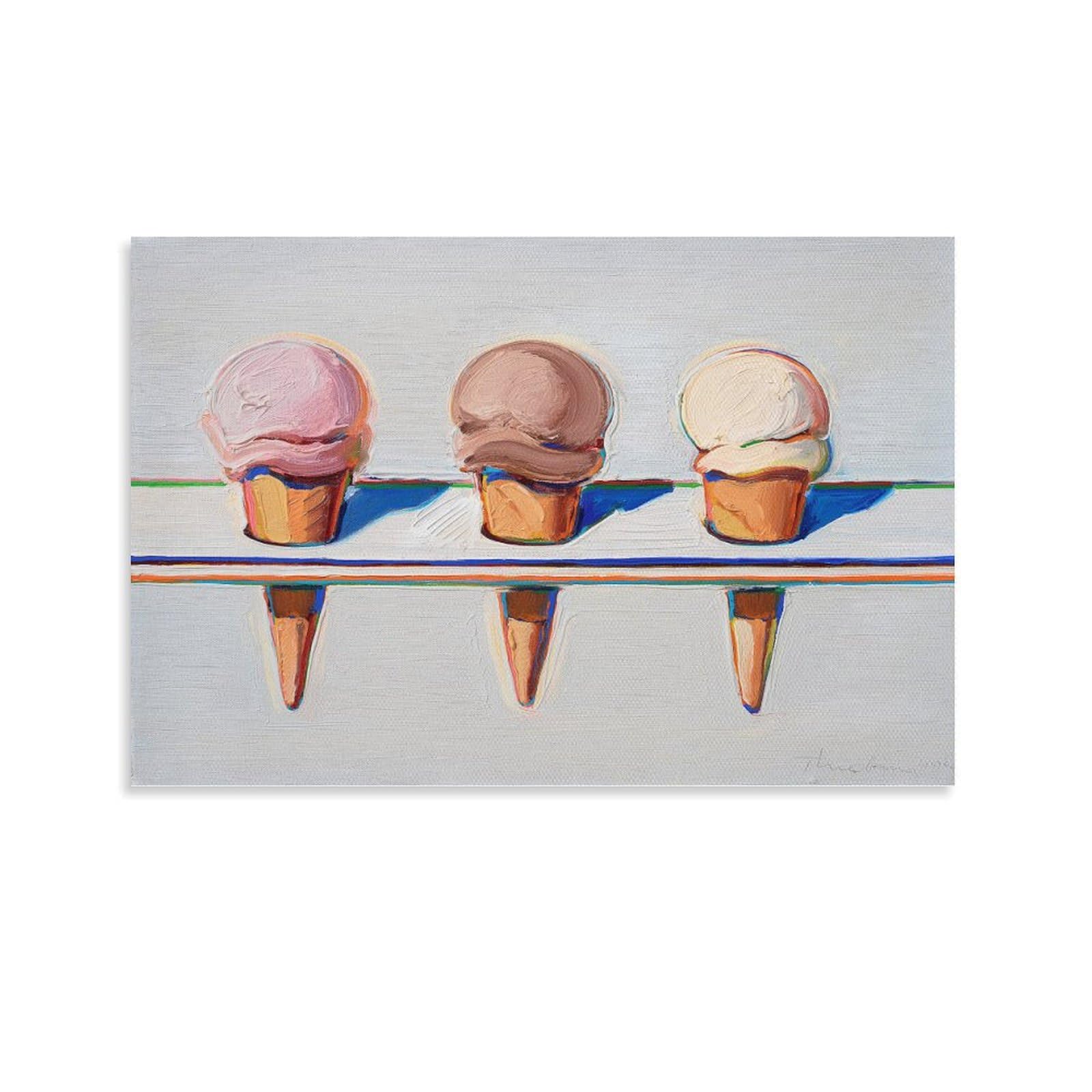 Wayne Thiebaud Ice Cream Wayne Thiebaud, Three Cones Framed Print By