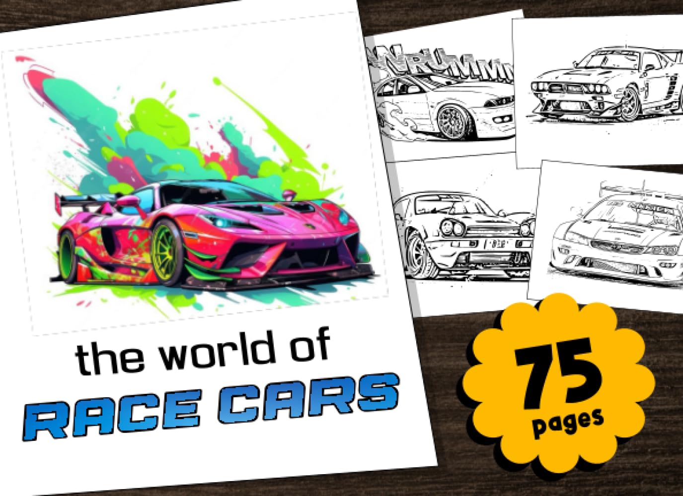 Race car coloring book: XXL coloring book for racing car fans, future ...