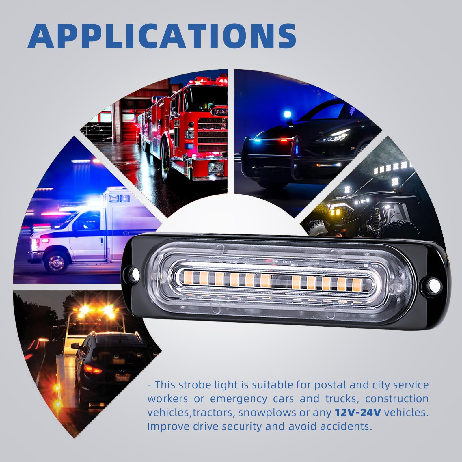 Snapklik.com : PKINGLAKE 4-Pcs 12LED Grille Emergency Strobe Lights ...