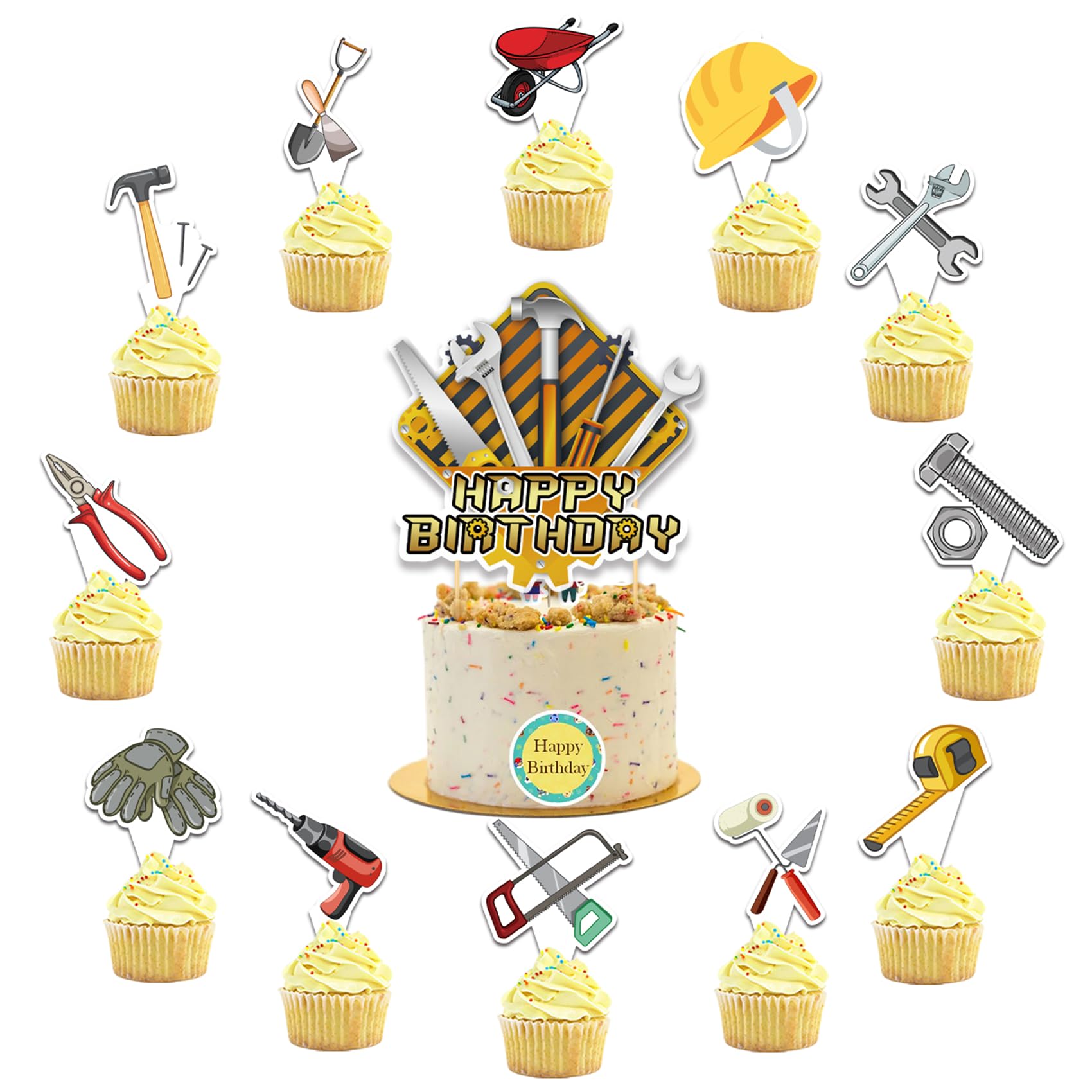 25 Pcs Tools Cake Topper Cupcake Toppers Tools Cake Decorations for ...