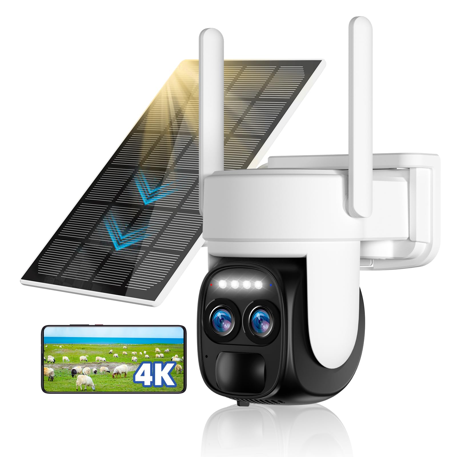 Amazon.com : Tutoview 4K Solar Security Cameras Wireless Outdoor,360 ...