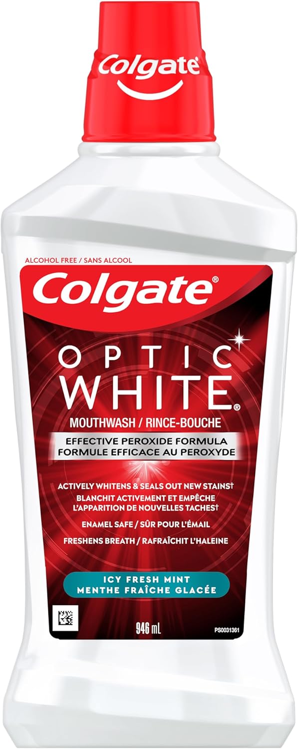 Colgate Optic White Mouthwash, Icy Fresh Mint, 946 mL (Pack of 1 ...