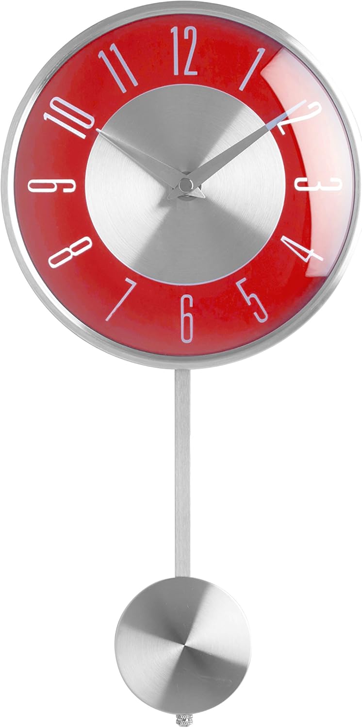Amazon.com: New Retro Red & Silver Pendulum Wall Clock 2200306 : Home ...