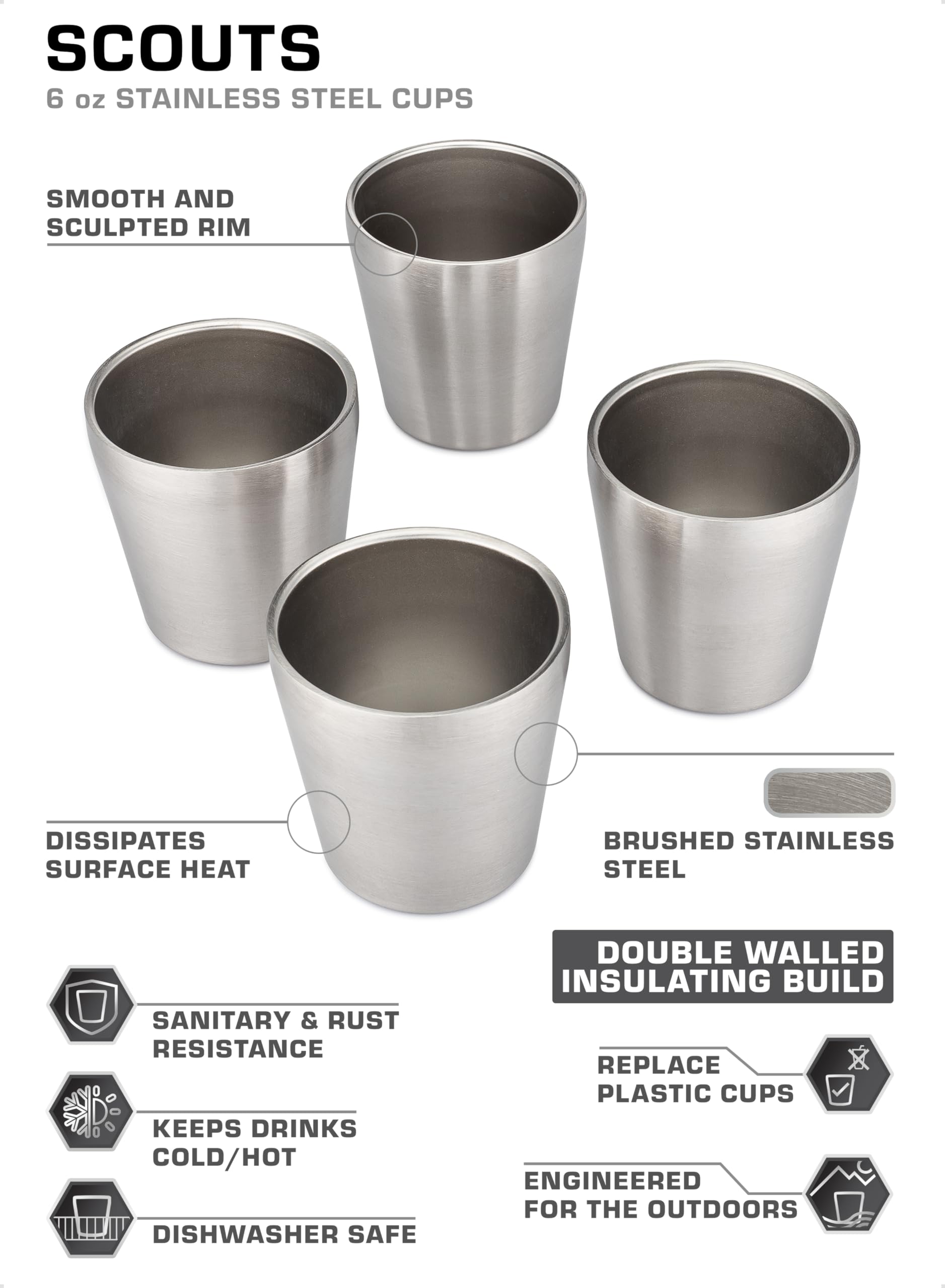 Snapklik.com : Scouts Stainless Steel Cups Metal Drinking Cups ...