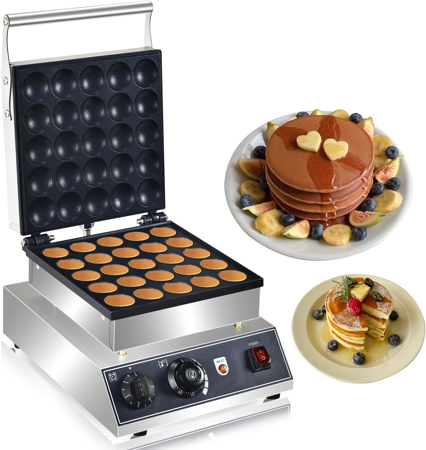 Amazon.com: Mini Dutch Pancake Maker, 25pcs Mini Pancake Poffertjes ...