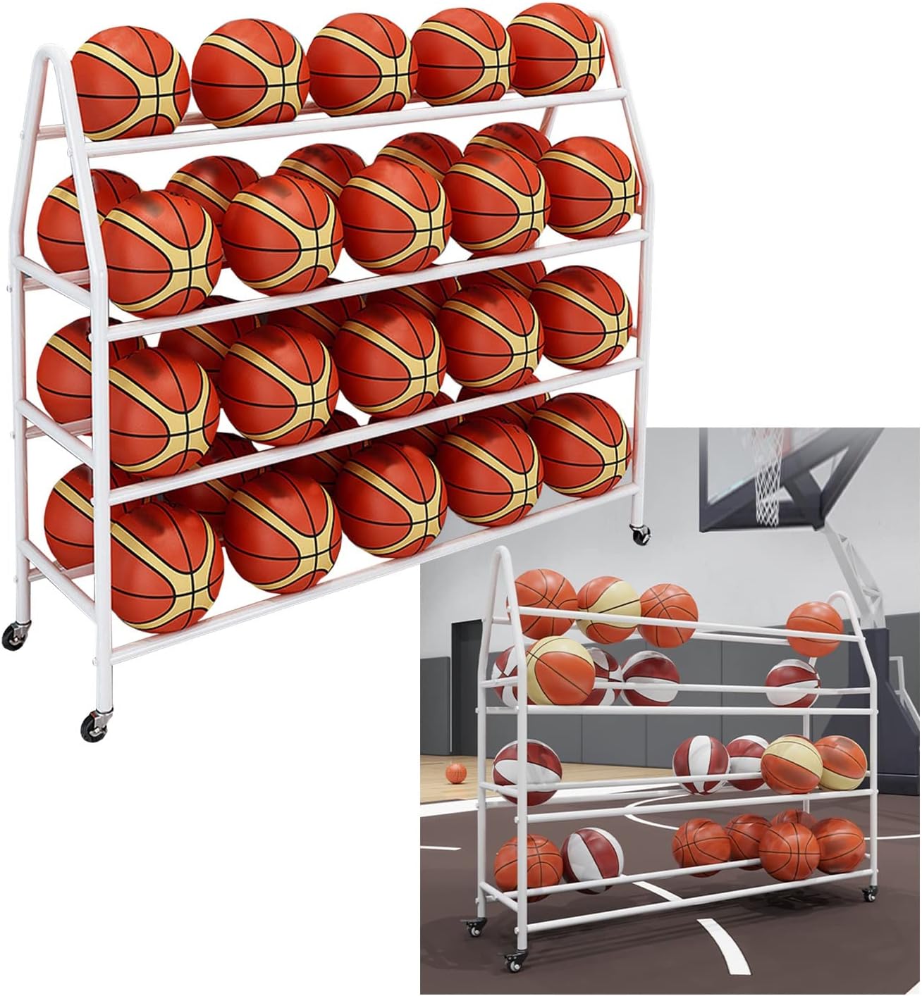 Amazon.com: whalebee Ball Storage Rack, Garage Storage Ball Rack 4 ...