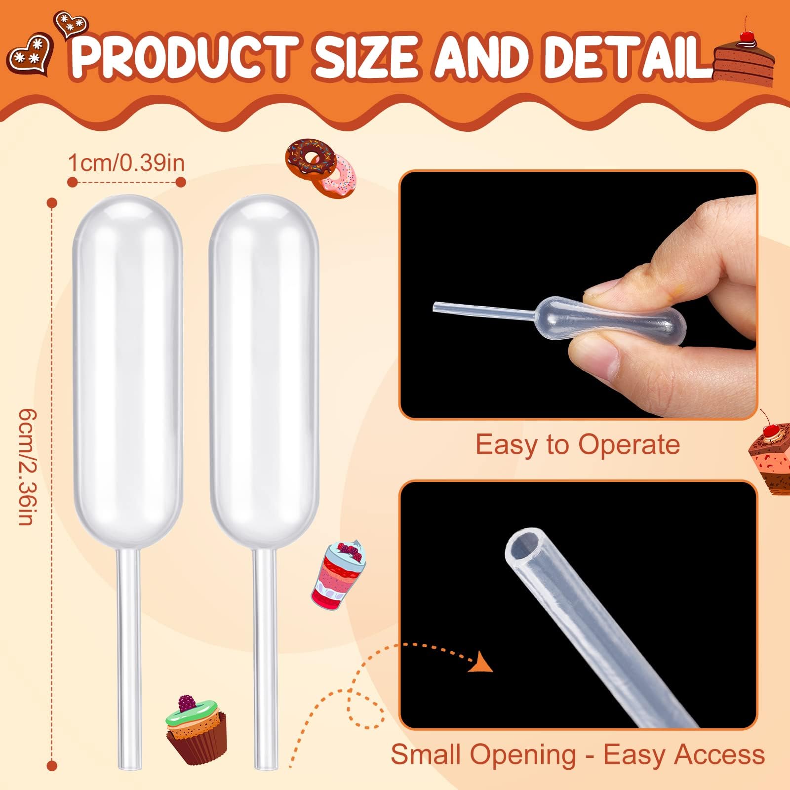 Snapklik.com : 500 Pcs 4 Ml Cupcake Pipettes Clear Plastic Transfer ...