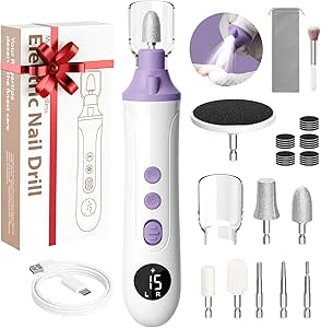 Cordless Electric Nail Drill 15 Adjustable Speeds Portable Rechargeable ...