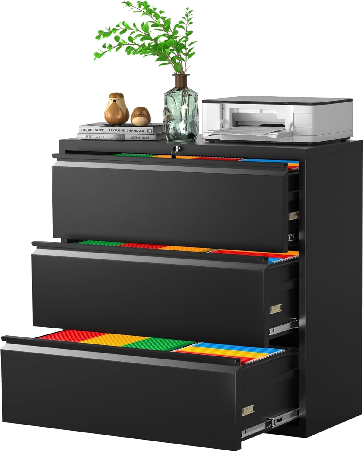 Amazon.com: Greenvelly Lateral File Cabinet 3 Drawer, Lockable File ...