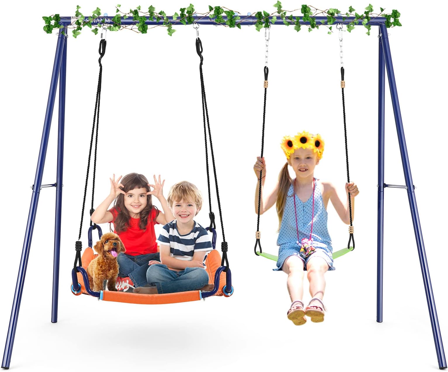 Amazon.com: Swing Sets for Backyard, 440lbs 2 Seat for Kids Swing Set ...