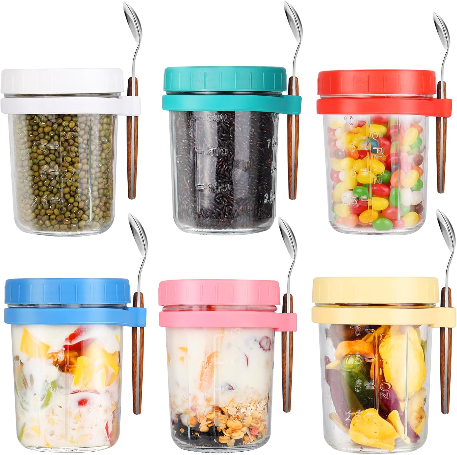 Amazon.com: Bravebull 6Pcs Overnight Oats Containers with Lids and ...