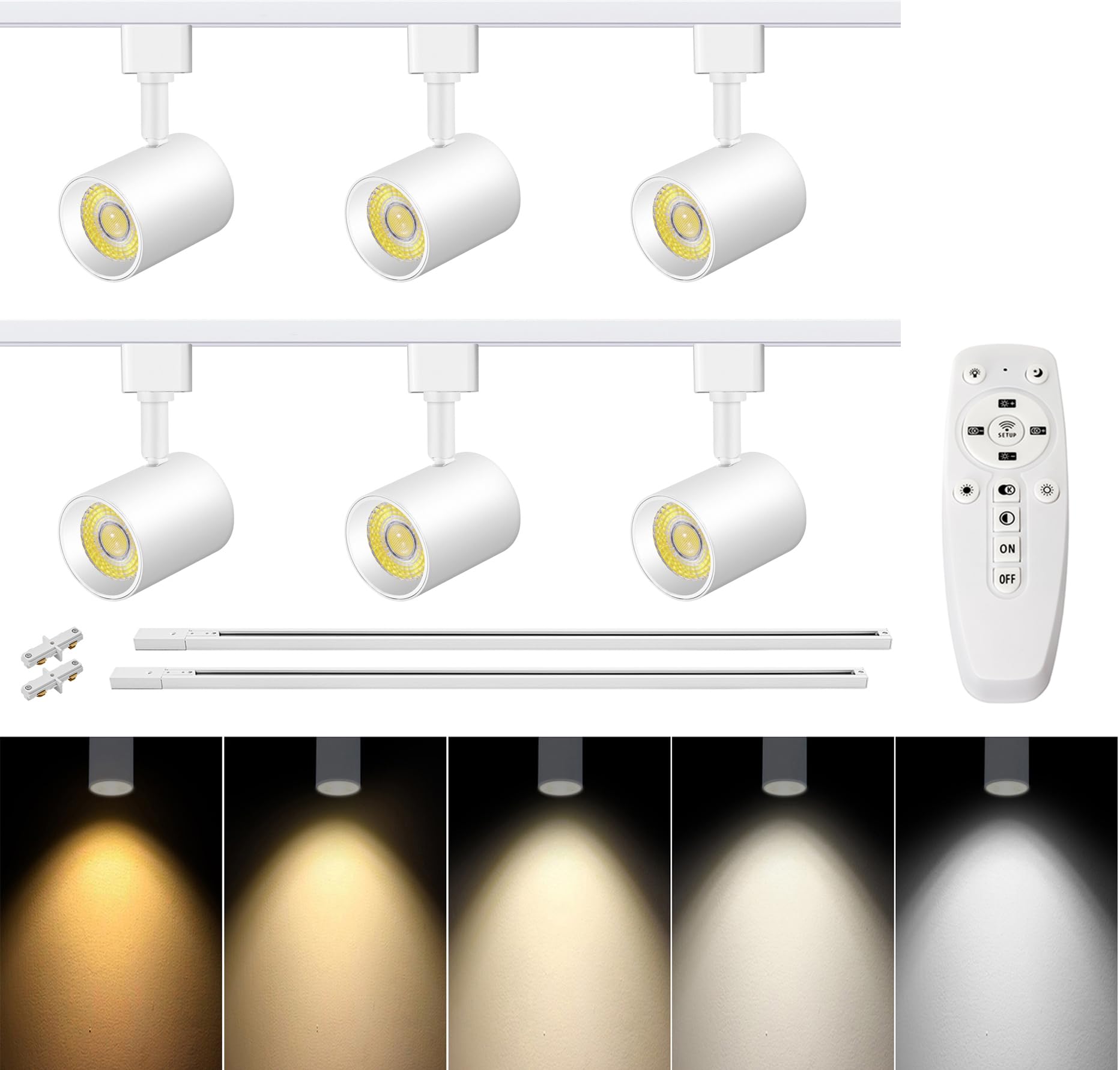 TuyuBEE 6 Lights LED Track Lighting Kit with 6.6FT H Type Track ...