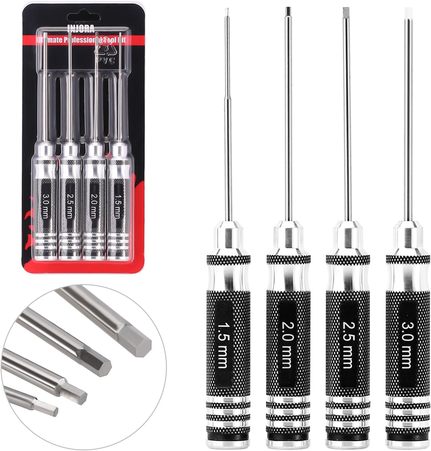 Amazon.com: INJORA 4 Pcs RC Hex Screwdriver Tools with Rotating End Cap ...