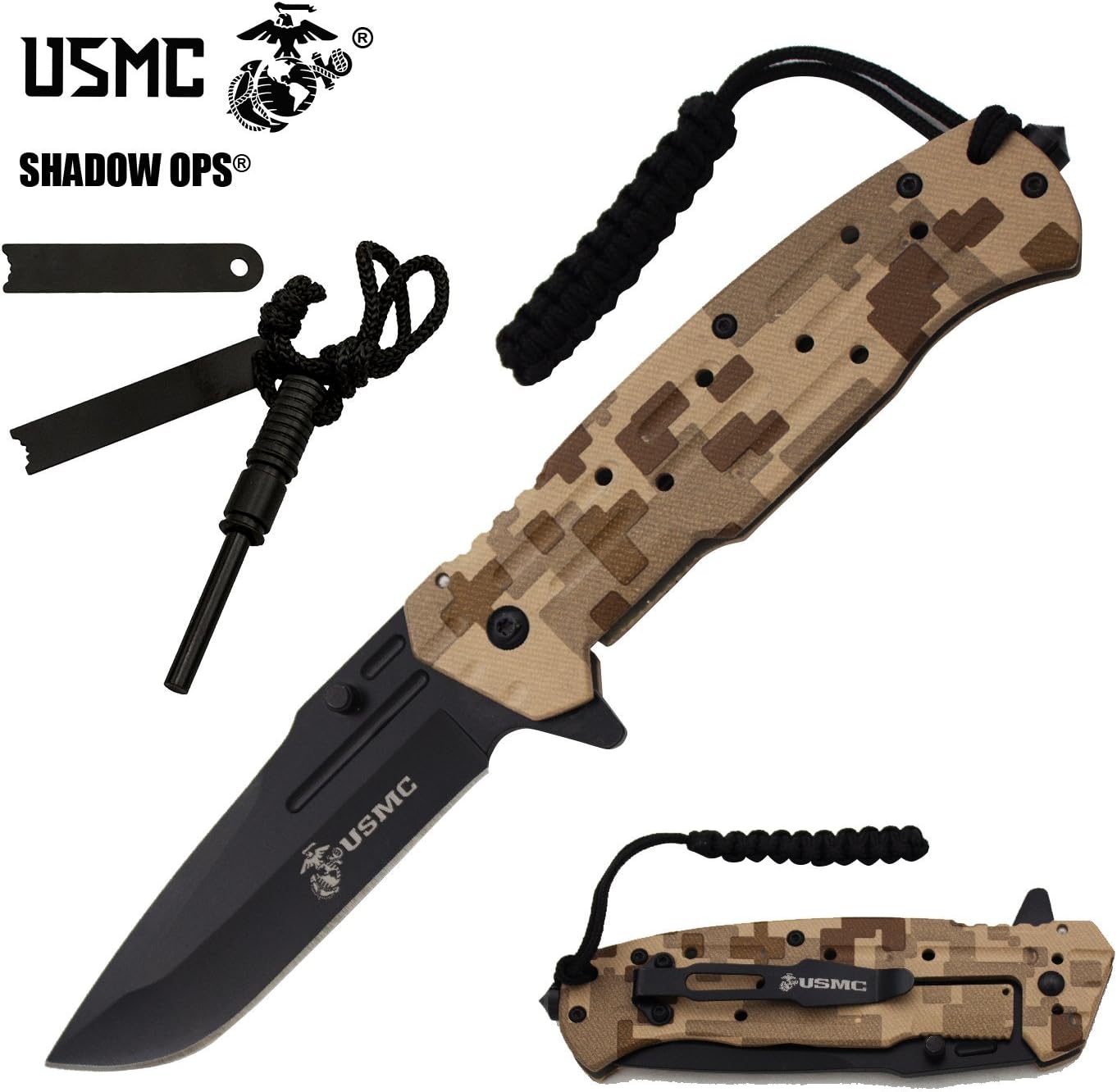 Marine Corps USMC Officially Licensed Folding Knife by Shadow Ops Co ...