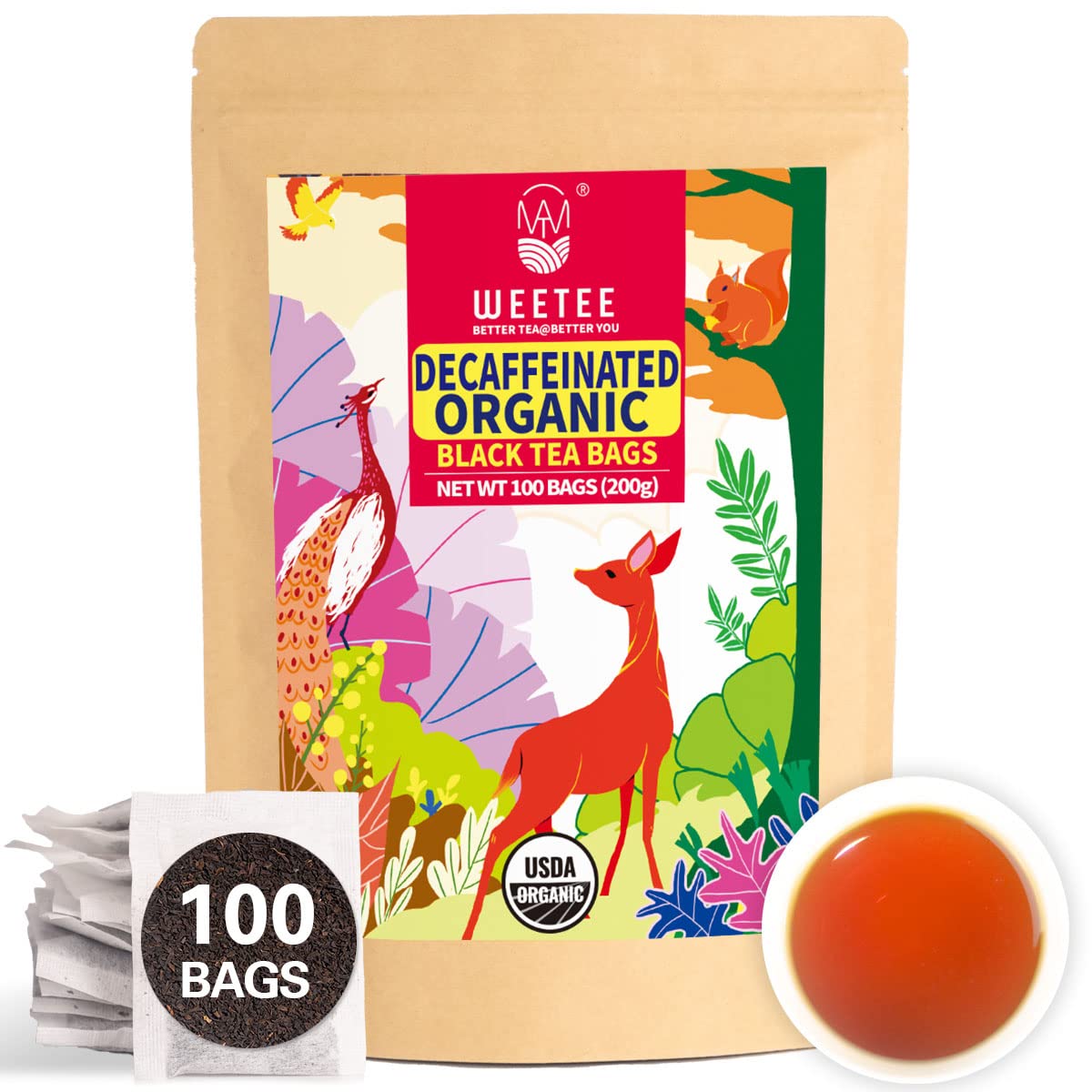 Amazon.com : WT WEETEE Organic Decaf Black Tea Bags, USDA Organic Black ...