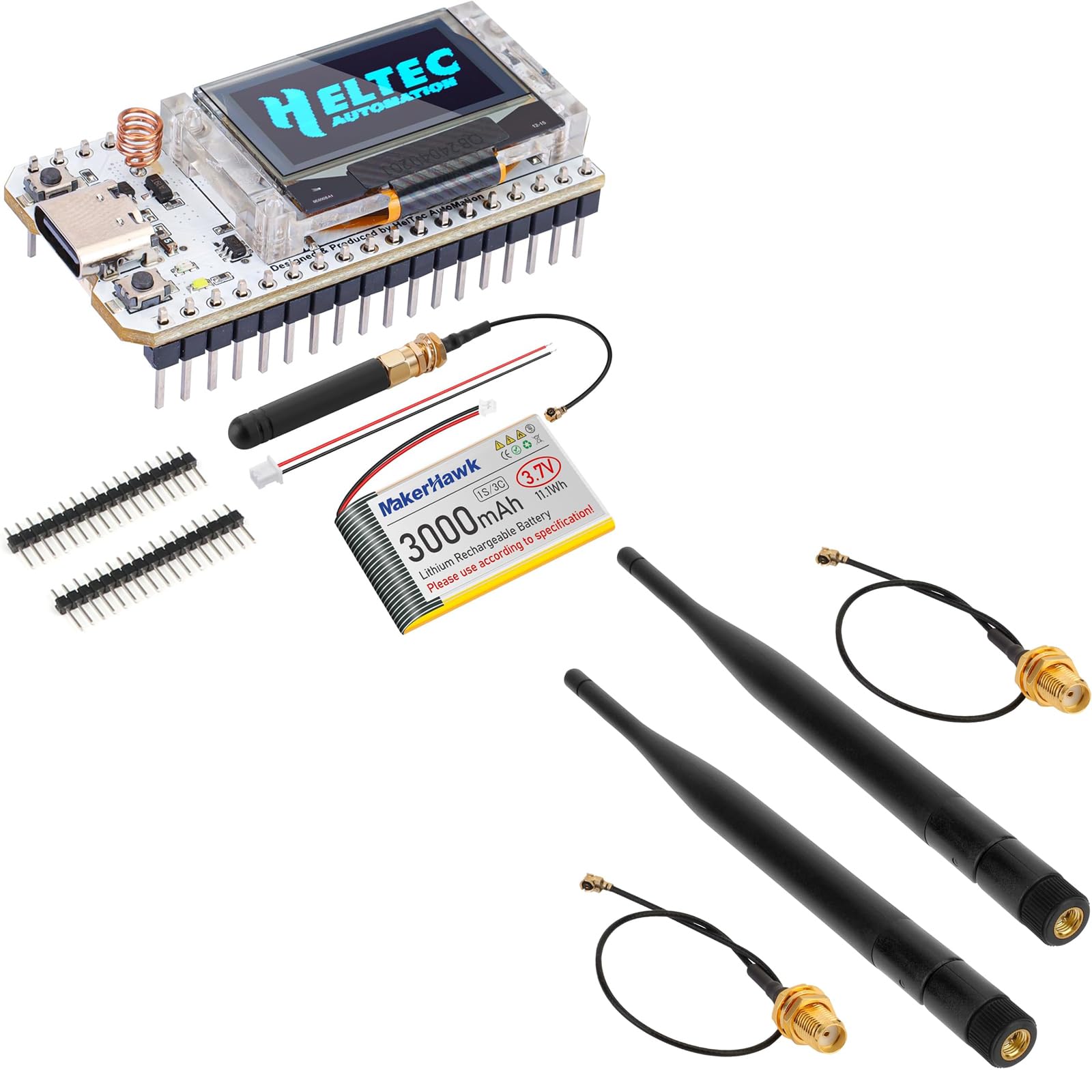 Amazon.com: ESP32 LoRa V3 Module Board with 3000mAh Battery Set + 2 ...