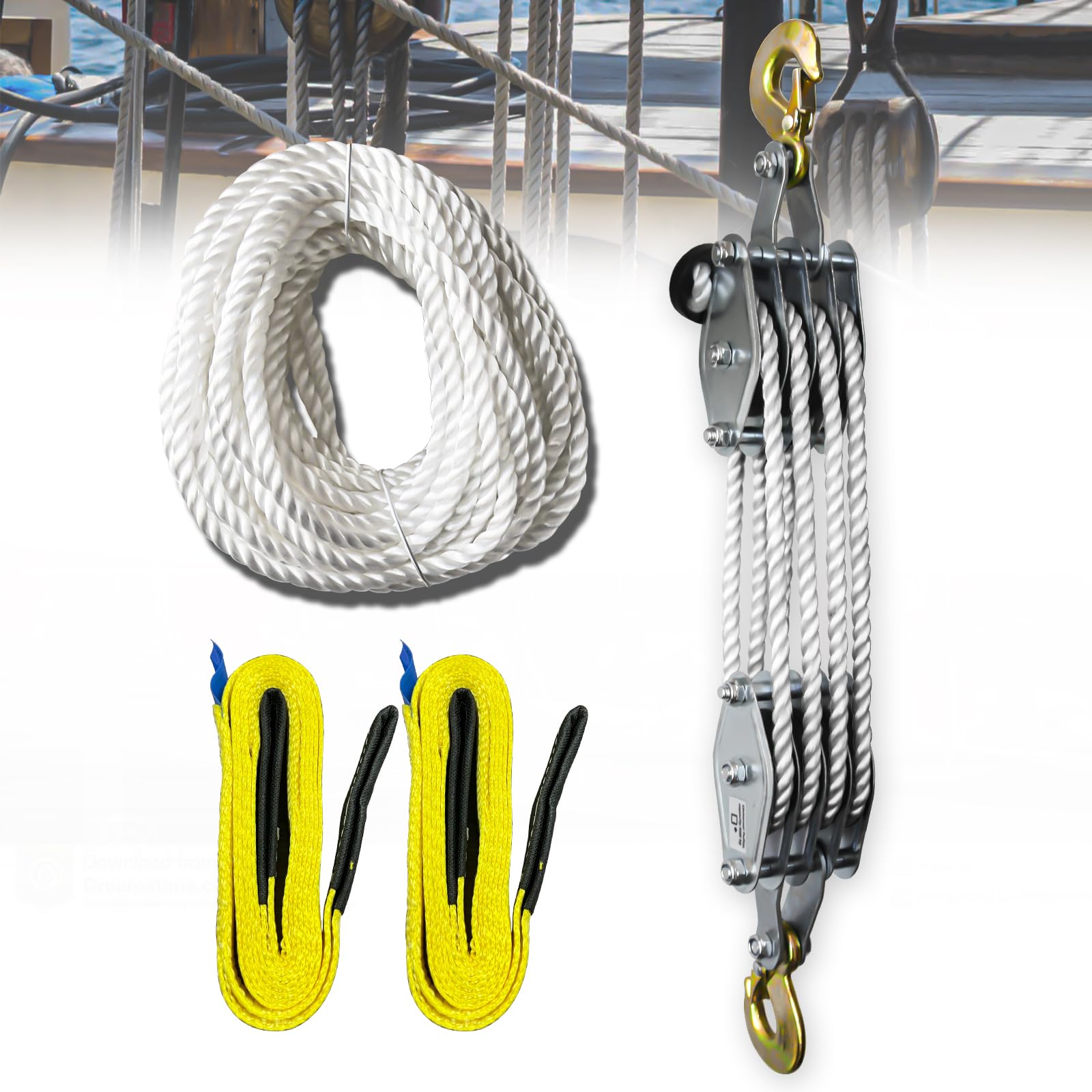 Snapklik.com : FITHOIST Block And Tackle 4400LBS Breaking Strength ...