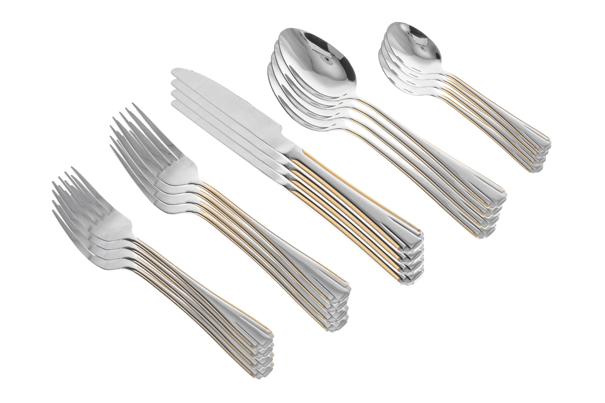 Amazon.com | 20 Piece Flatware Set - Gold Trim Handles - Stainless ...