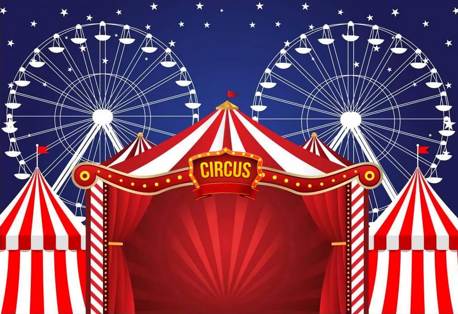 Withu Circus Backdrop Carnival Clown Red Blue Amusement Park Tents ...