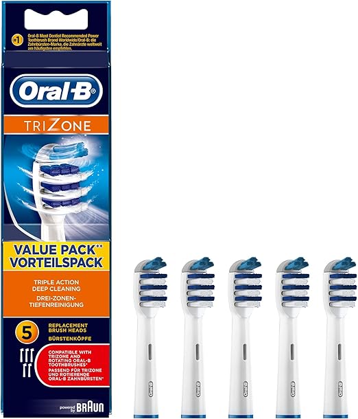 Oral-B TriZone Aufsteckbürsten für elektrische Zahnbürste, 5 Stück, mit innovativer 3-Zonen ...