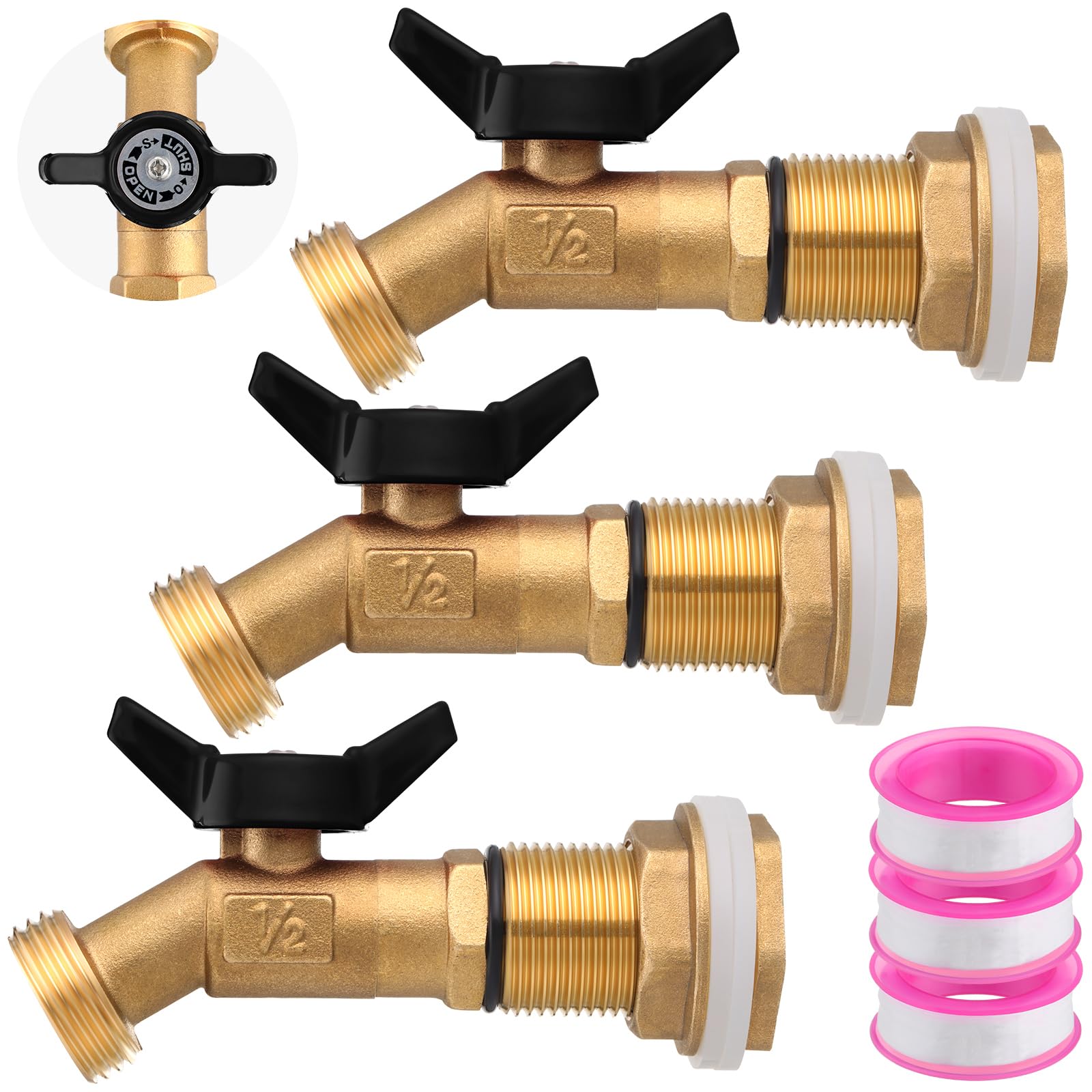 Amazon.com : JaGely 3 Sets Brass Rain Barrel Spigot Kit with Heavy Duty ...